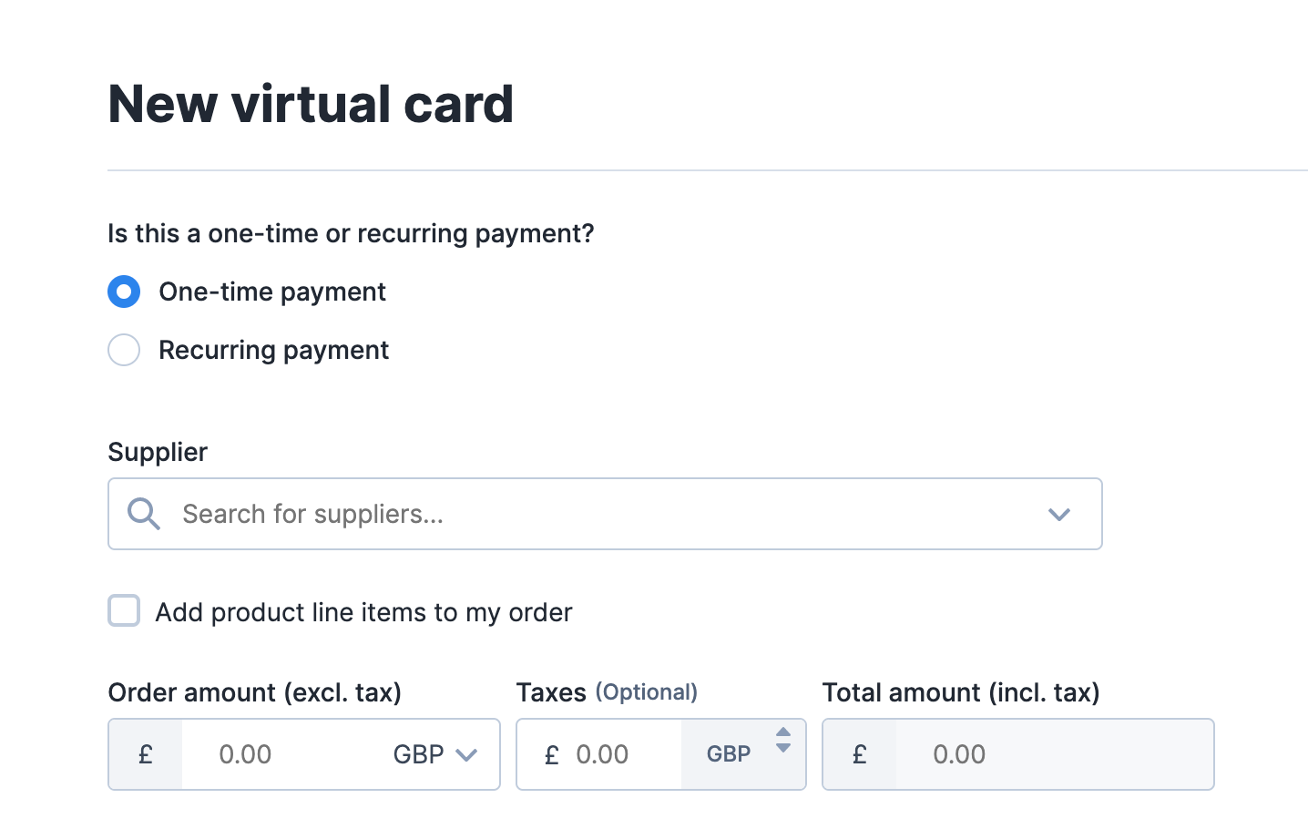 Making a single payment on a Virtual Card